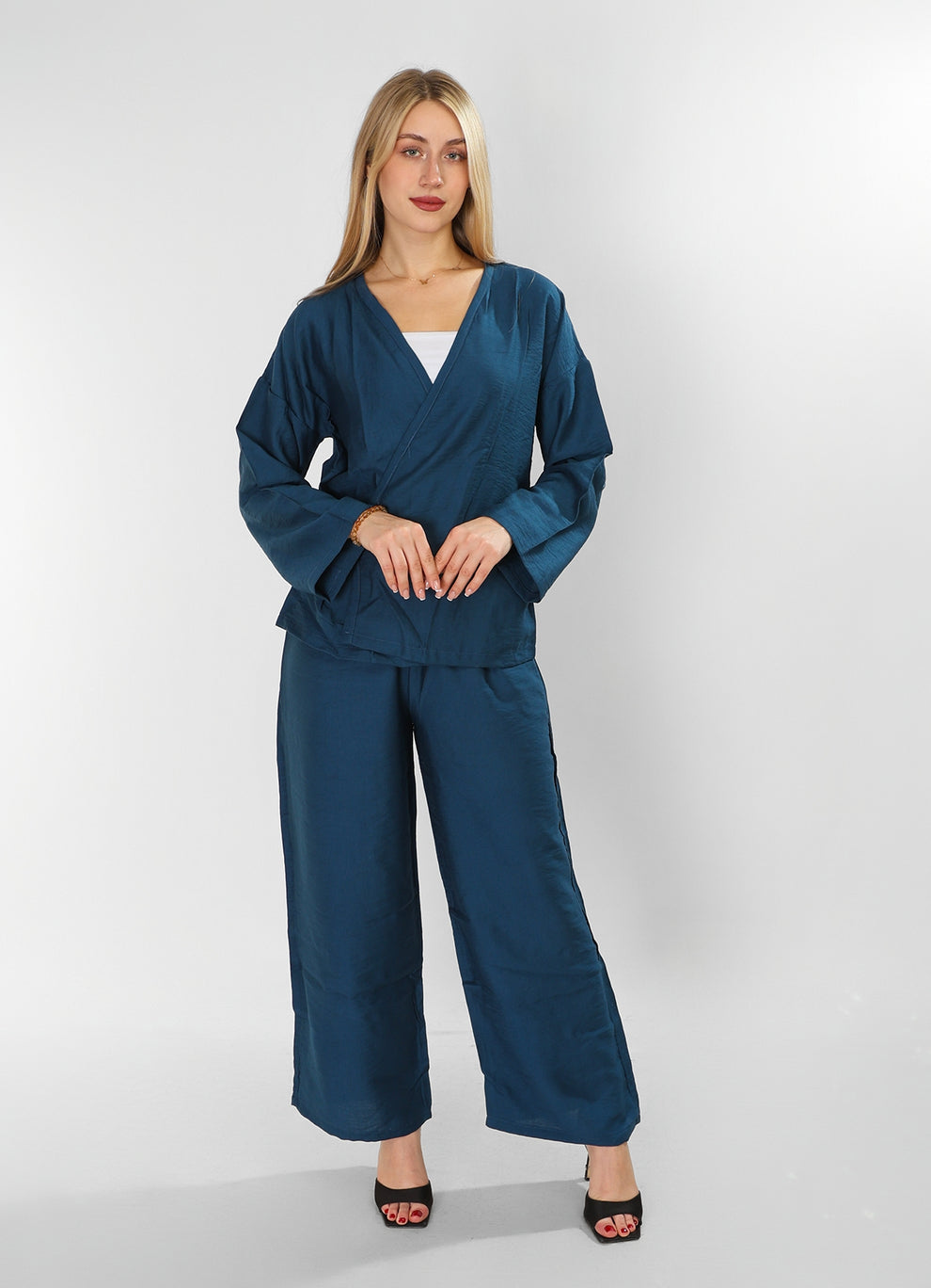 Petrol Blue Spanish Linen Set – Mordi's Wear